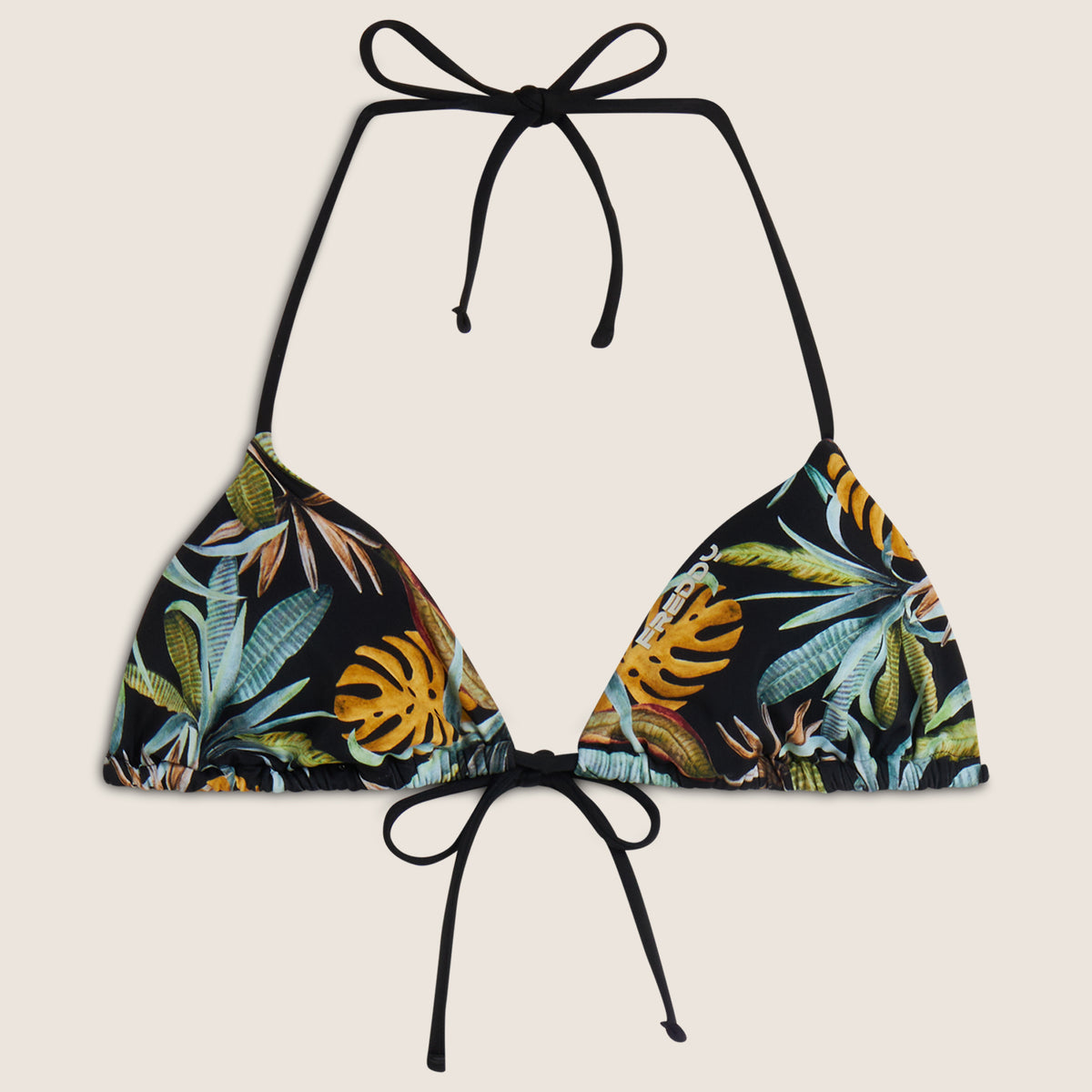 Triangle bikini top with an all-over tropical print – Freddy Spa