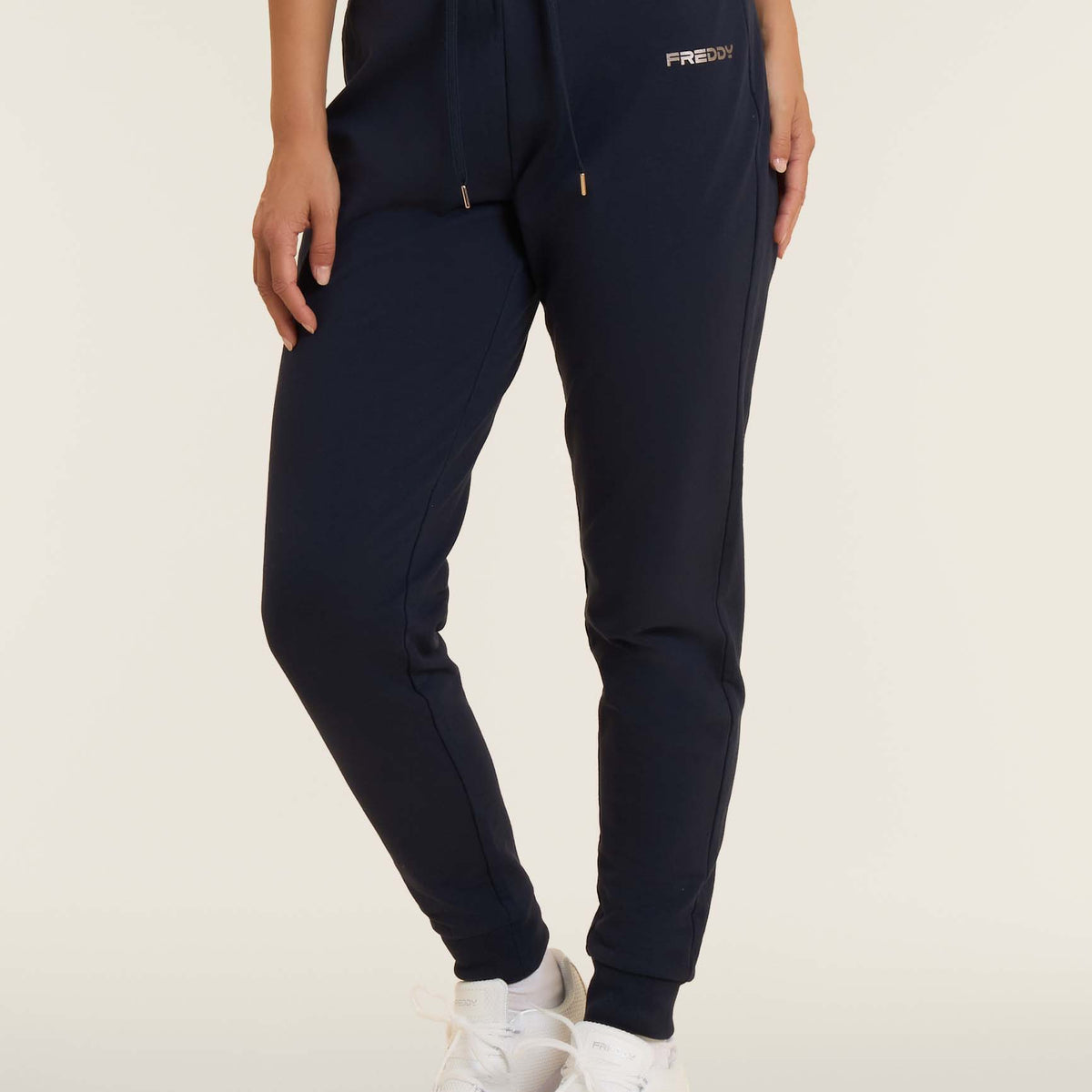 Pantaloni con polsino in costina e coulisse