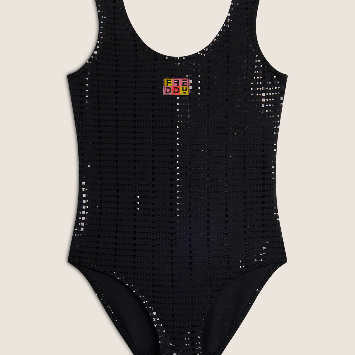 Body Bambina con Paillettes Trasparenti e Logo Ricamato – Freddy Spa