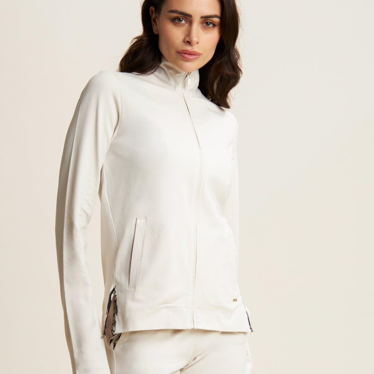 Sweatjacke mit Reißverschluss und Stehkragen mit Animal-Details