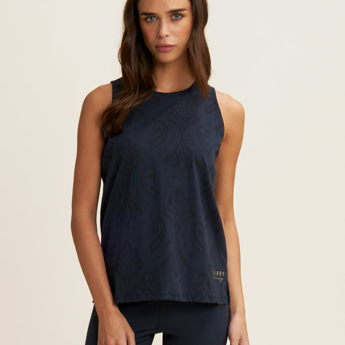 Floral flared tank top in lightweight jersey