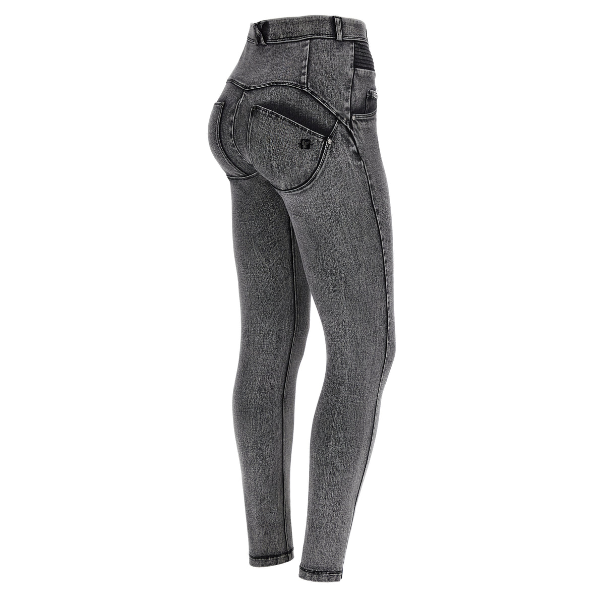 Shuttle-woven WR.UP® jeans with an ultra-high waist and inserts